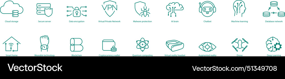 Comprehensive icons Royalty Free Vector Image - VectorStock