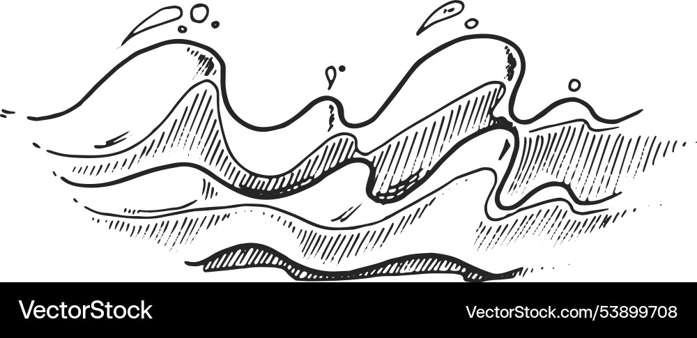 Hand drawn ocean waves storm water surface Vector Image