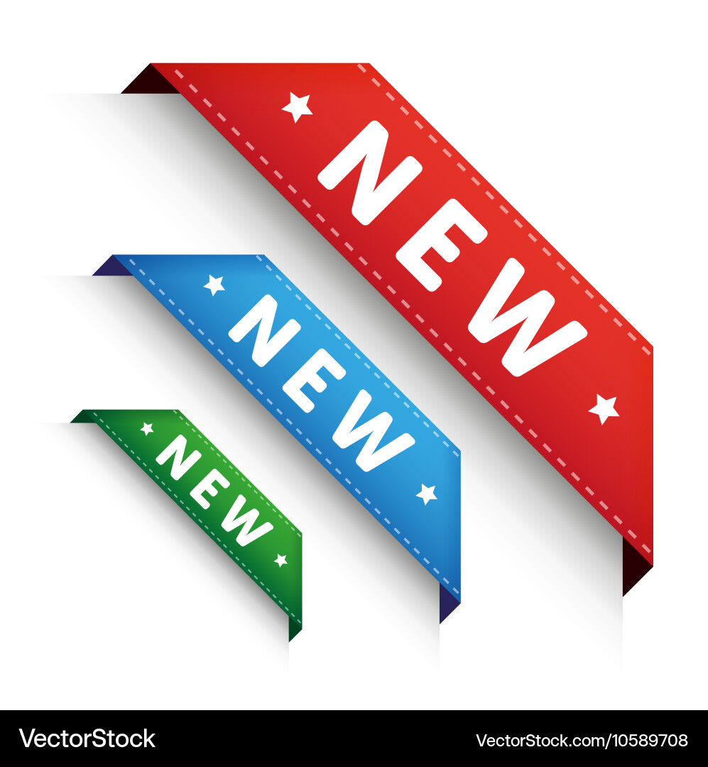 New corner banner - crorner ribbon set Royalty Free Vector