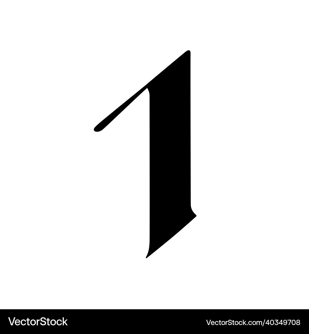 Number 1 in the gothic style symbol Royalty Free Vector
