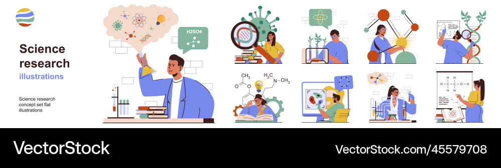 Science Research: Character Lab Scenes Royalty Free Vector