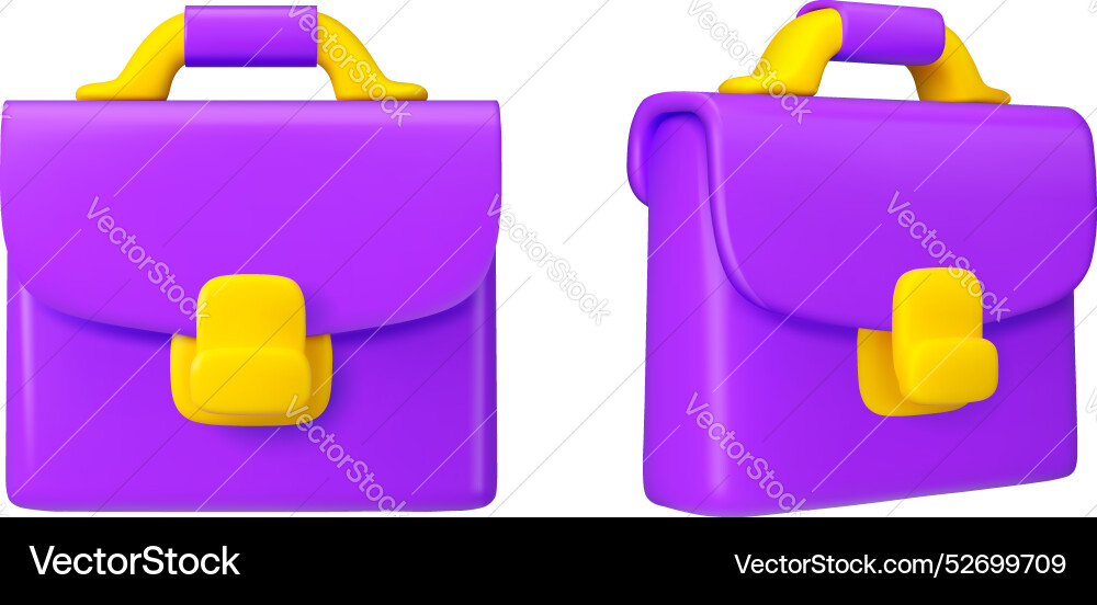 Briefcase 3d icon set Royalty Free Vector Image