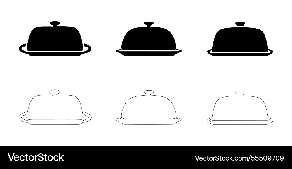 Butter dish icons set Royalty Free Vector Image