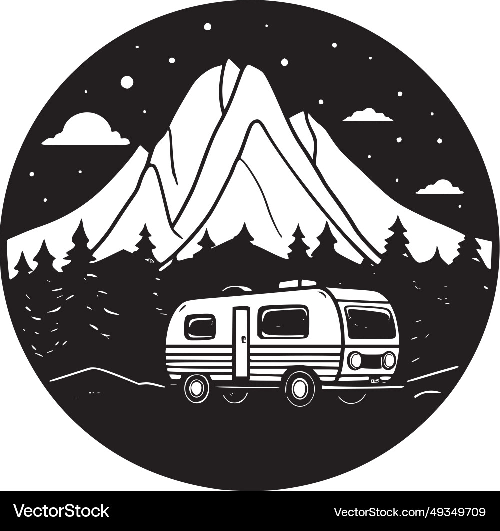 Camping Black And White Royalty Free Vector Image