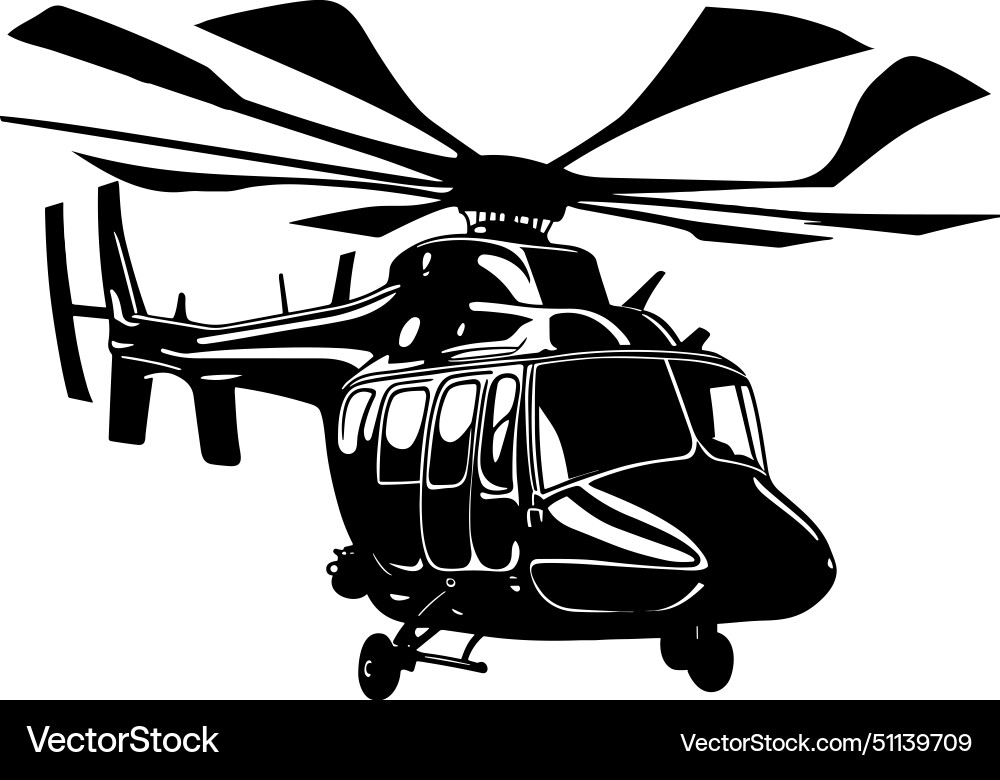 Contemporary helicopter design in monochrome Vector Image