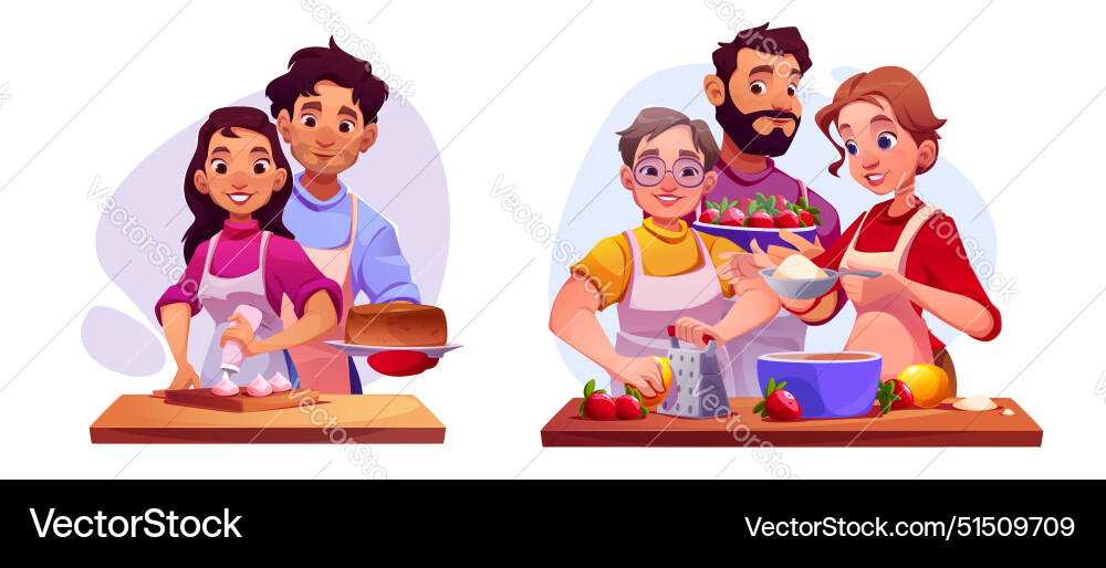 Family cooking together Royalty Free Vector Image