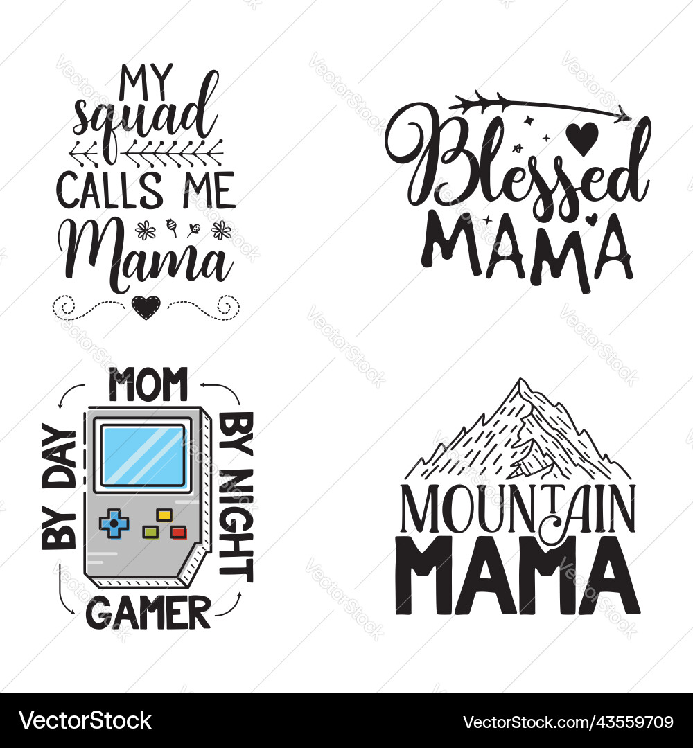 Flat style banners with quotes about mom Vector Image