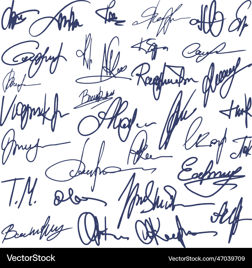 Handwritten Signature Templates - Pen Signatures Vector Image