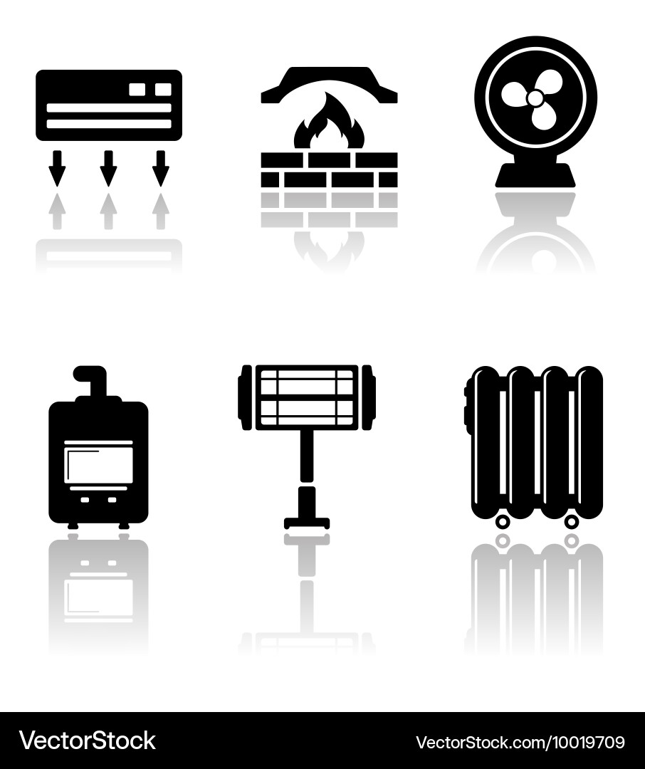 Heating and Cooling Icons Set Royalty Free Vector Image