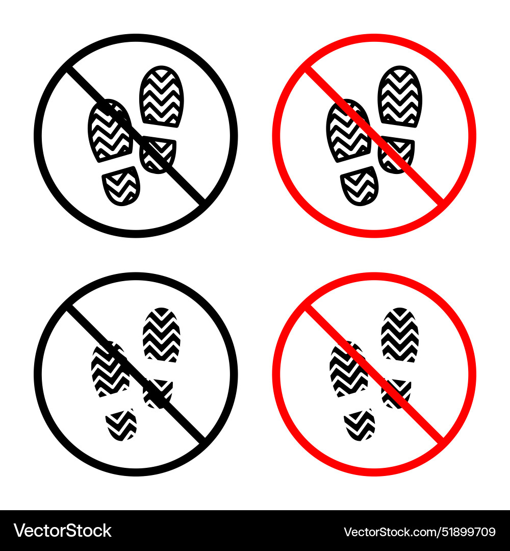 No footprint sign indicating prohibition Vector Image