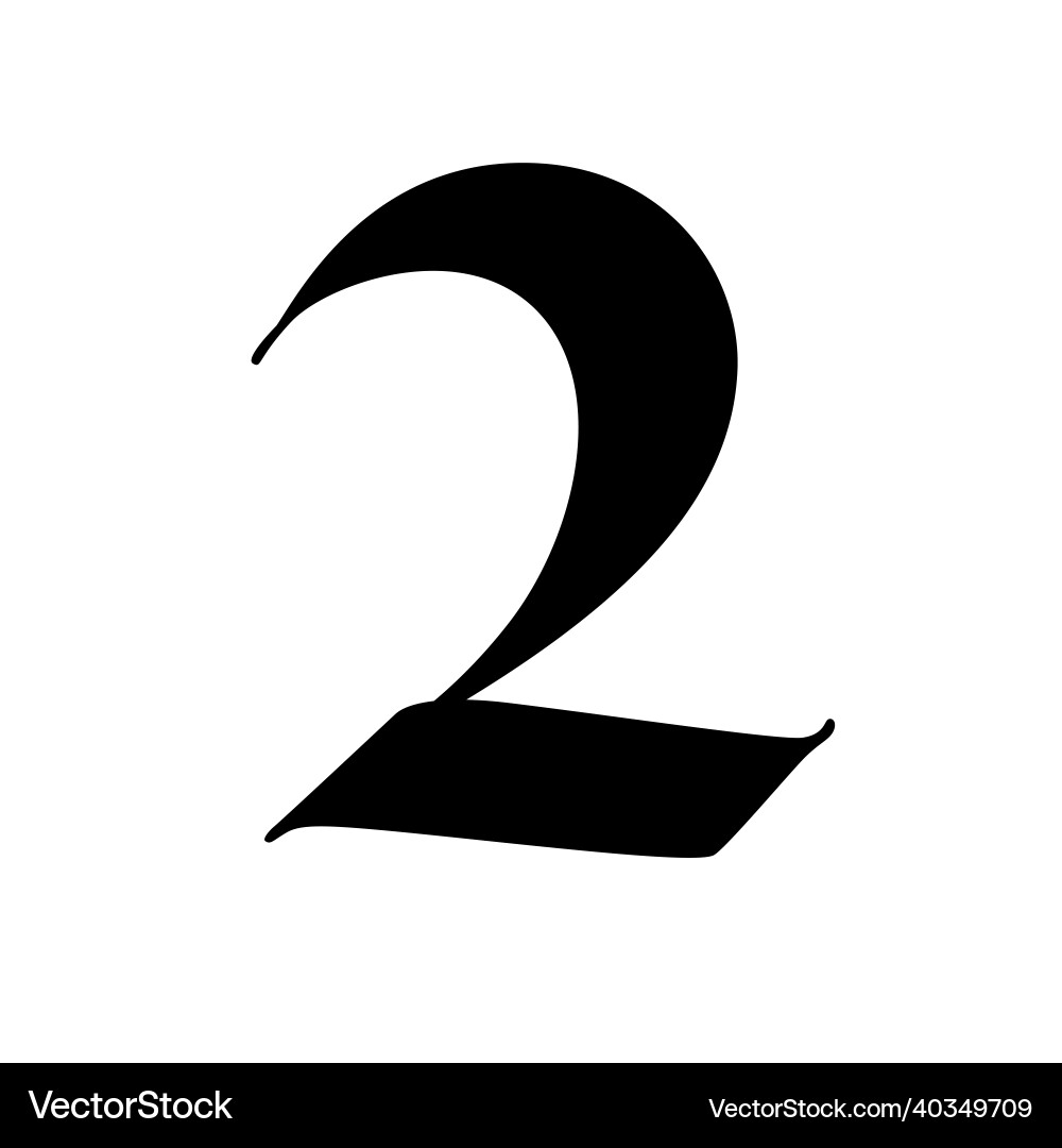 Number 2 in the gothic style symbol Royalty Free Vector
