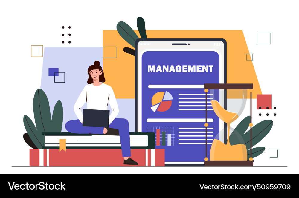 Woman with tasks management Royalty Free Vector Image