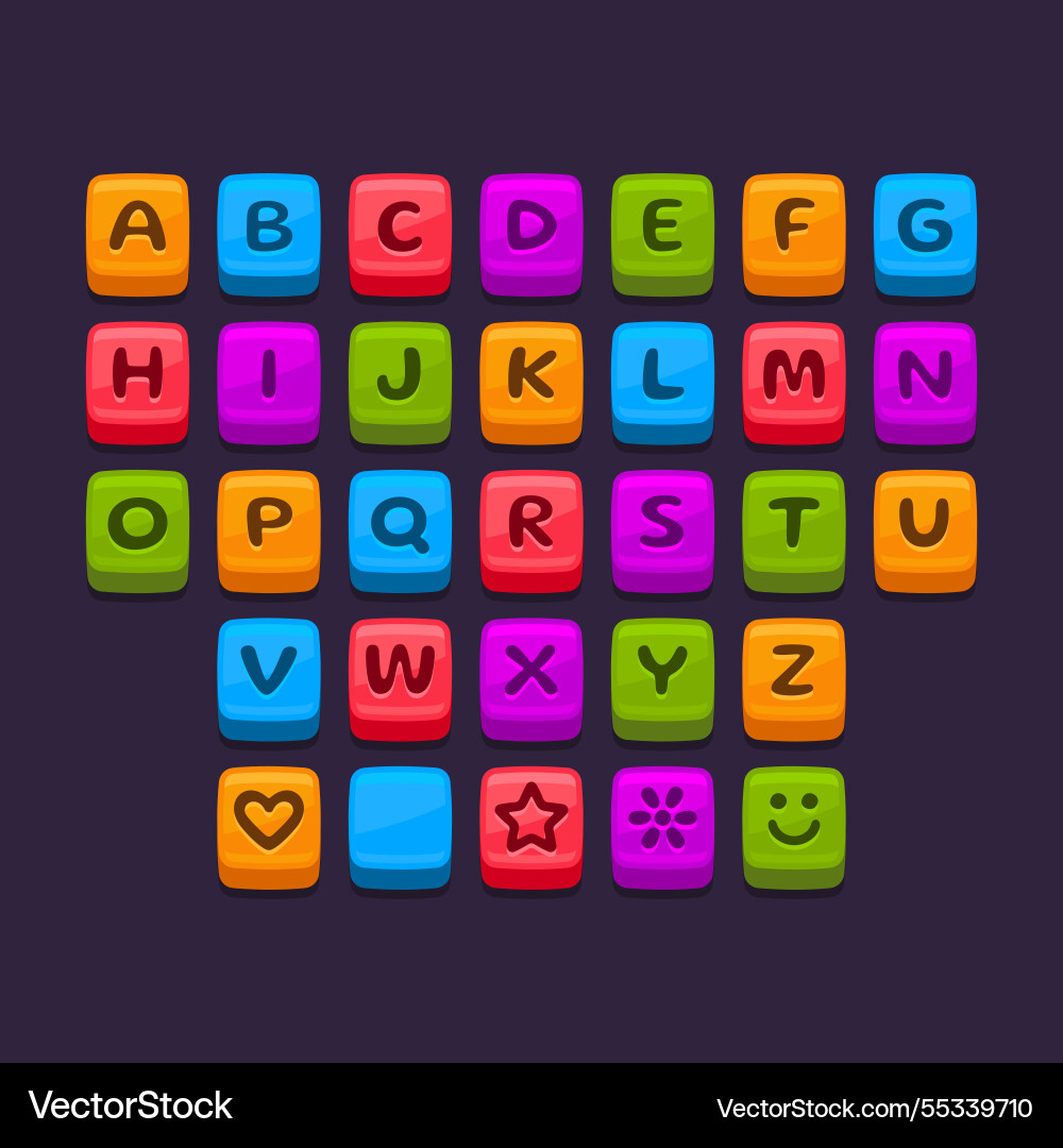 Alphabet abc icon set on dark background Vector Image