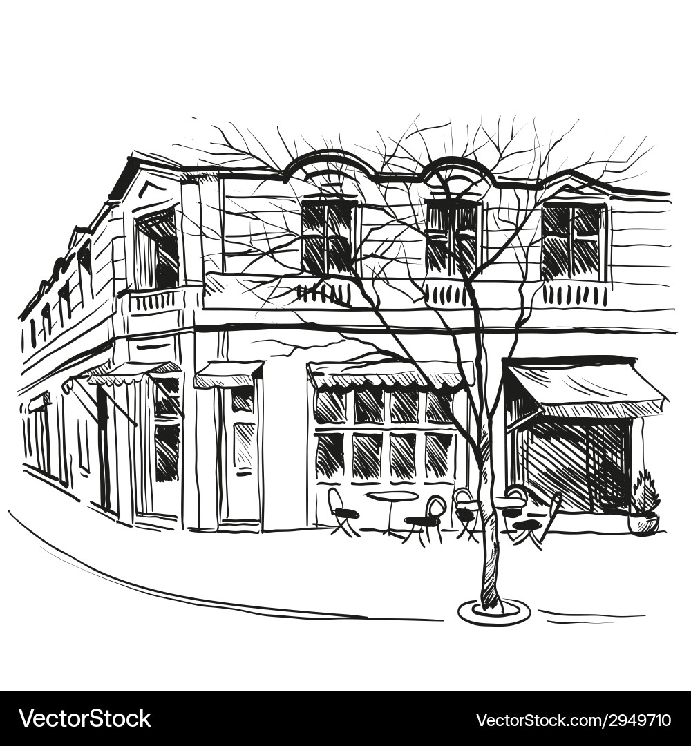 Cafe drawing Royalty Free Vector Image - VectorStock