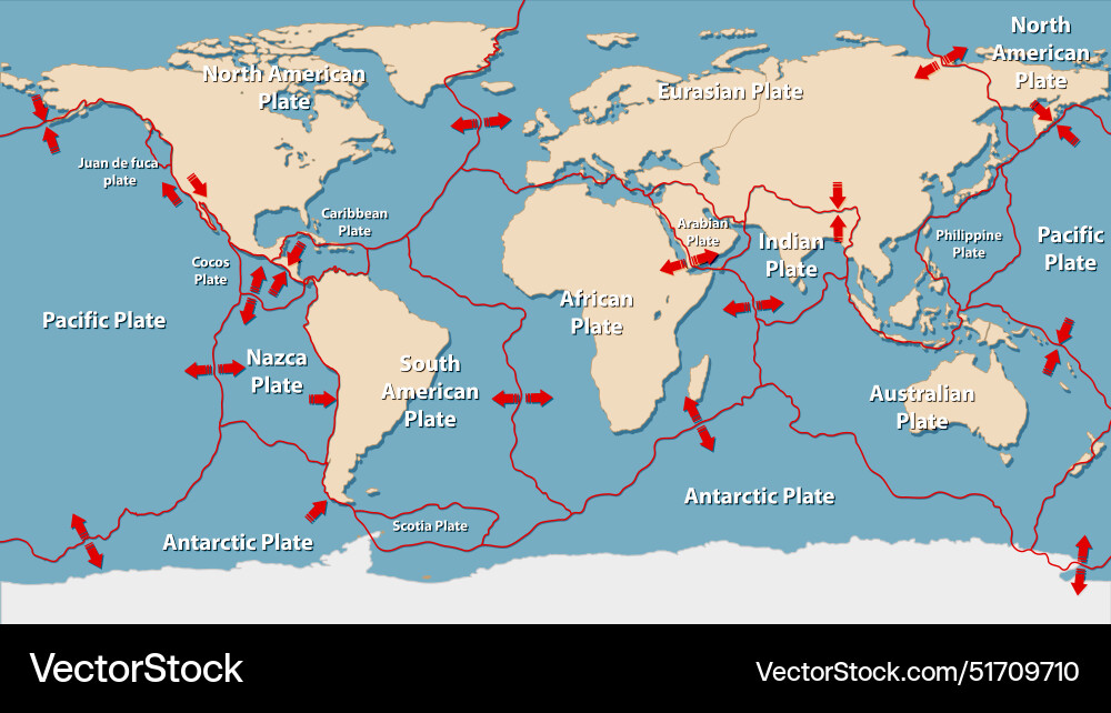 Earth's Major Tectonic Plates Royalty Free Vector Image