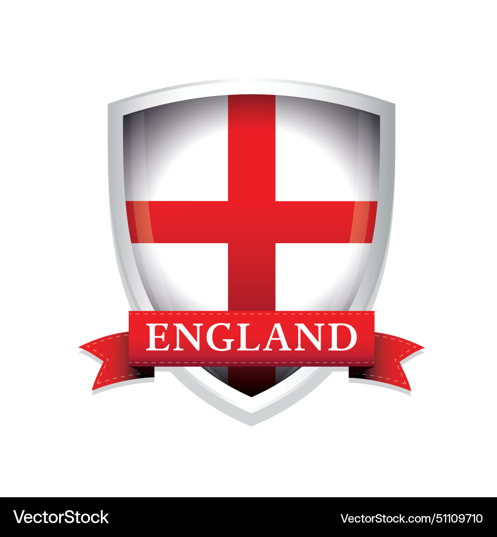 England flag shield ribon sign Royalty Free Vector Image