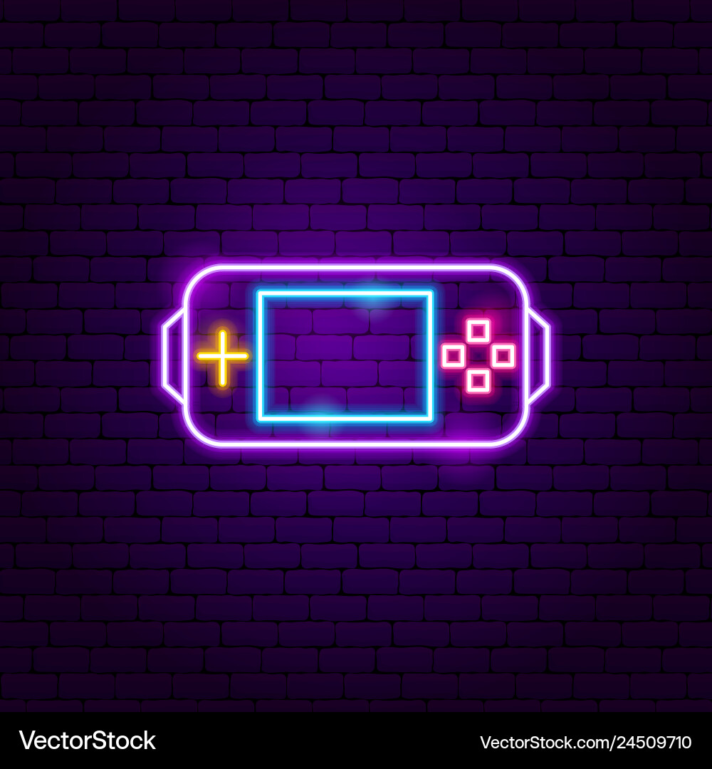 Gamer console neon sign Royalty Free Vector Image