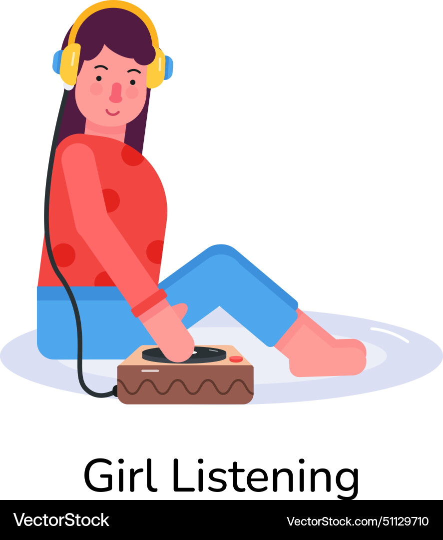 Girl listening Royalty Free Vector Image - VectorStock