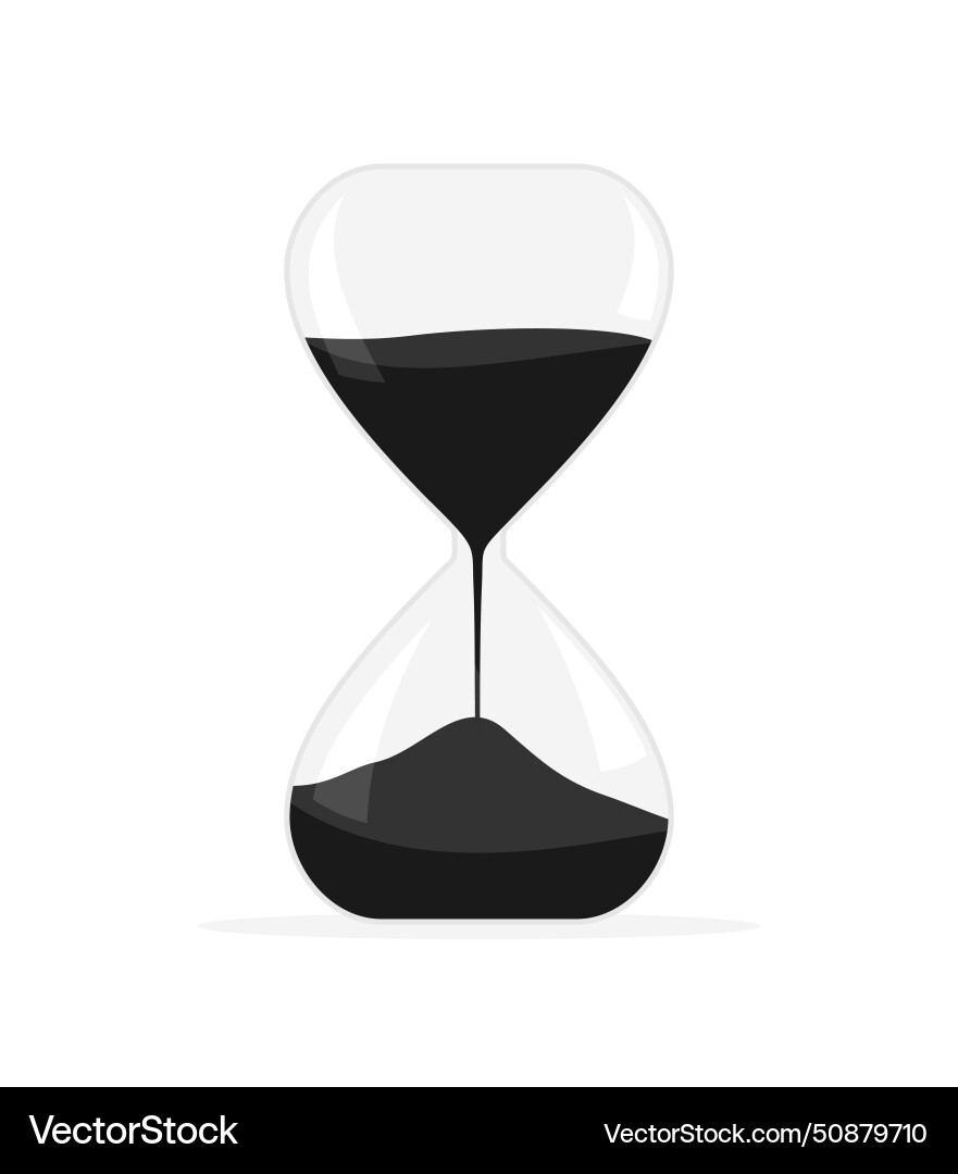 Hourglass with black sand isolated on white Vector Image