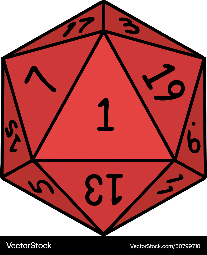 Natural 1 d20 dice roll Royalty Free Vector Image