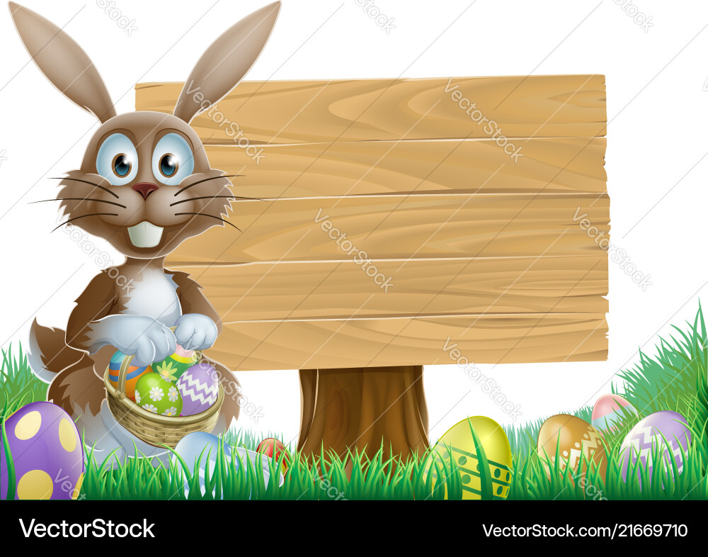 Rabbit and easter sign Royalty Free Vector Image