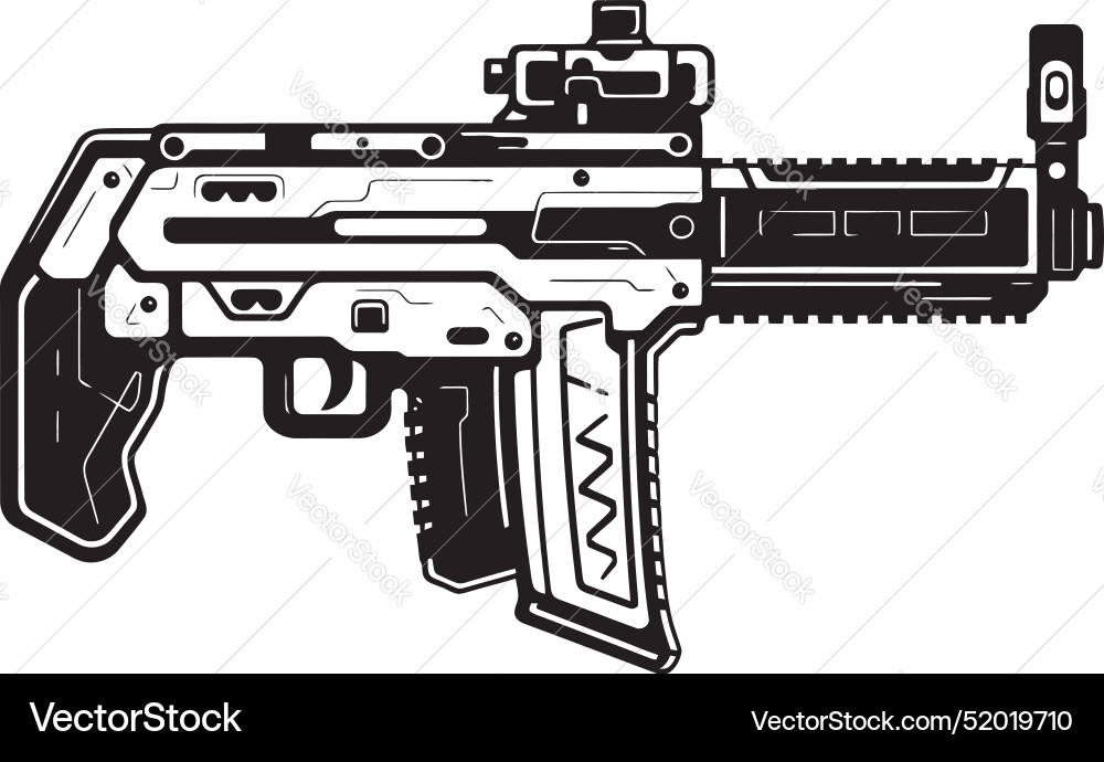 Robotic blaster weapon emblem electric arsenal Vector Image