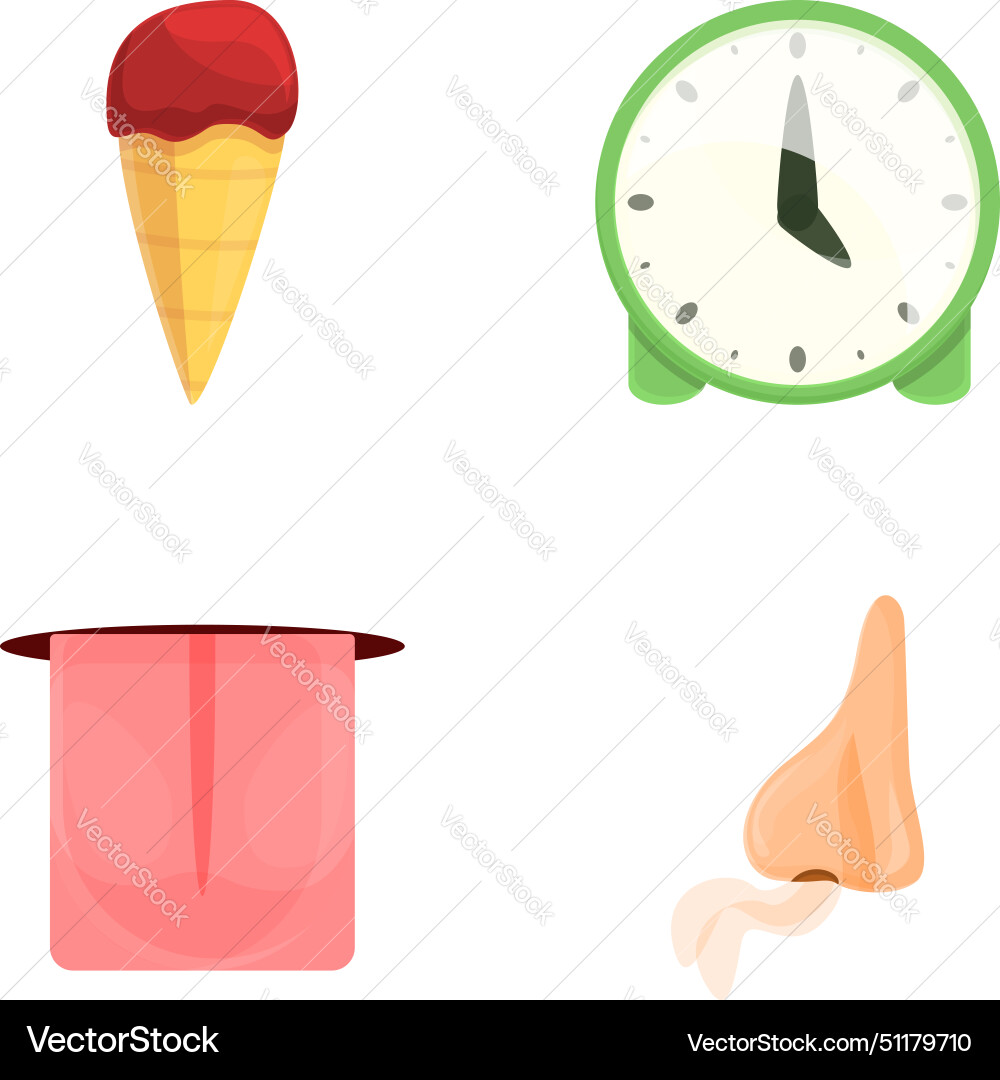 Senses icons set cartoon human perception Vector Image
