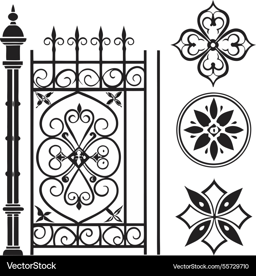 Tattoo rococo line set victorian Royalty Free Vector Image