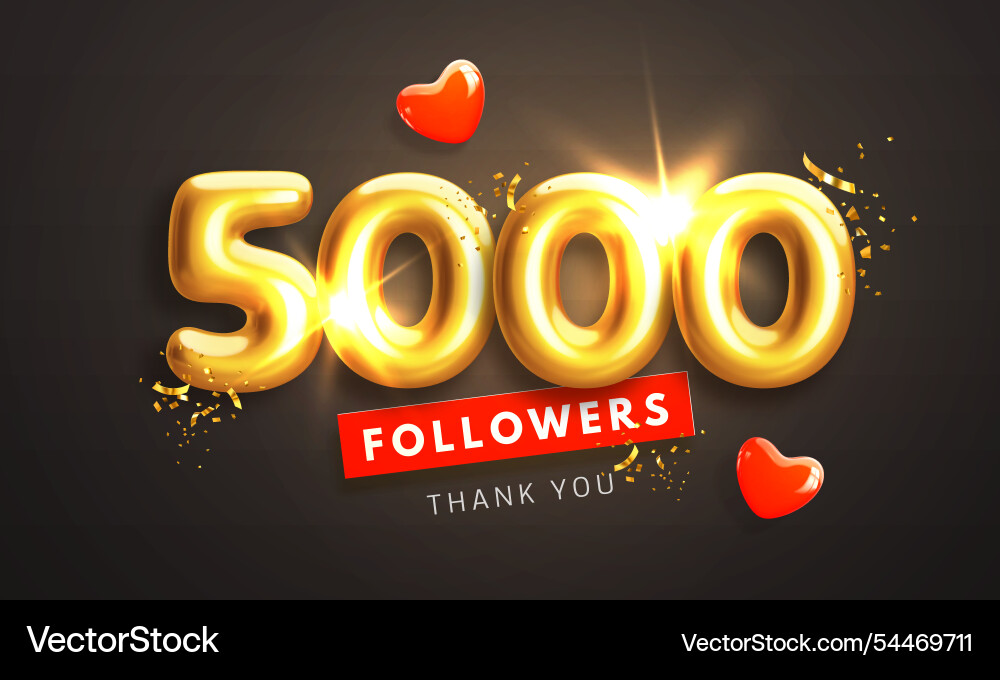 5000 followers celebration banner thank you 5k Vector Image