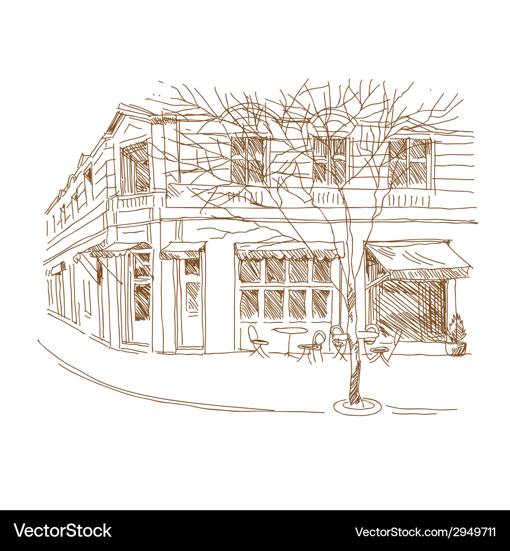 Cafe drawing Royalty Free Vector Image - VectorStock