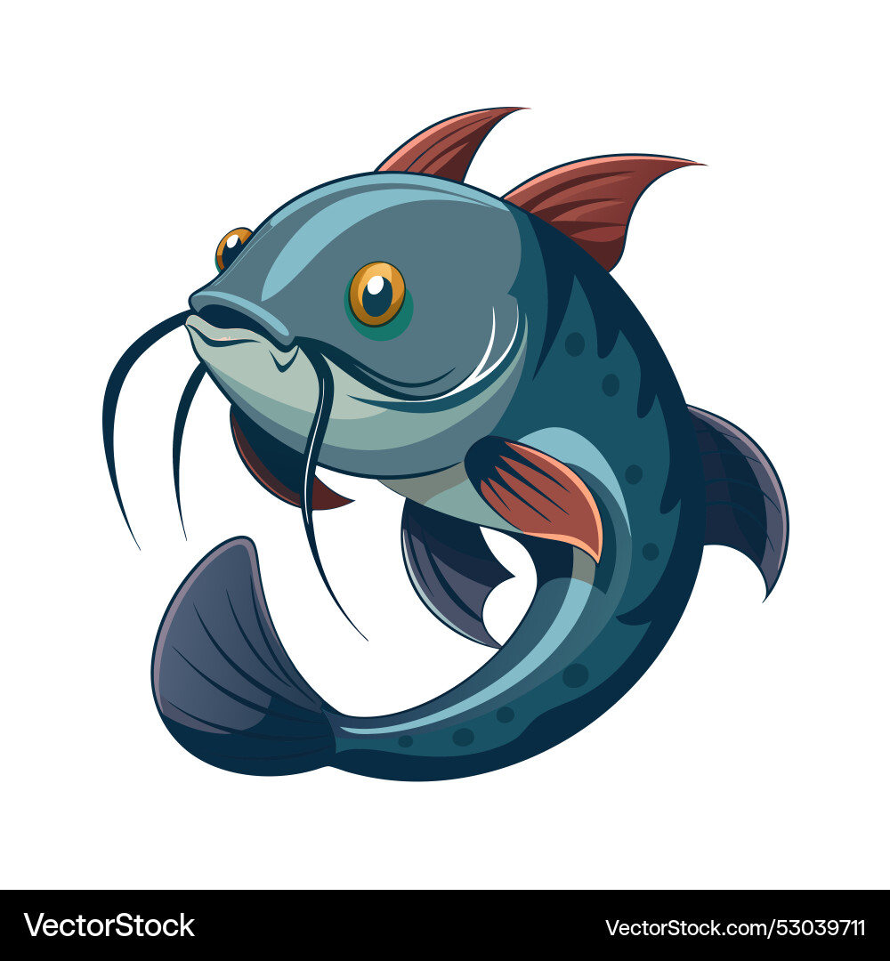 Catfish silhouette graphic with white backg Vector Image