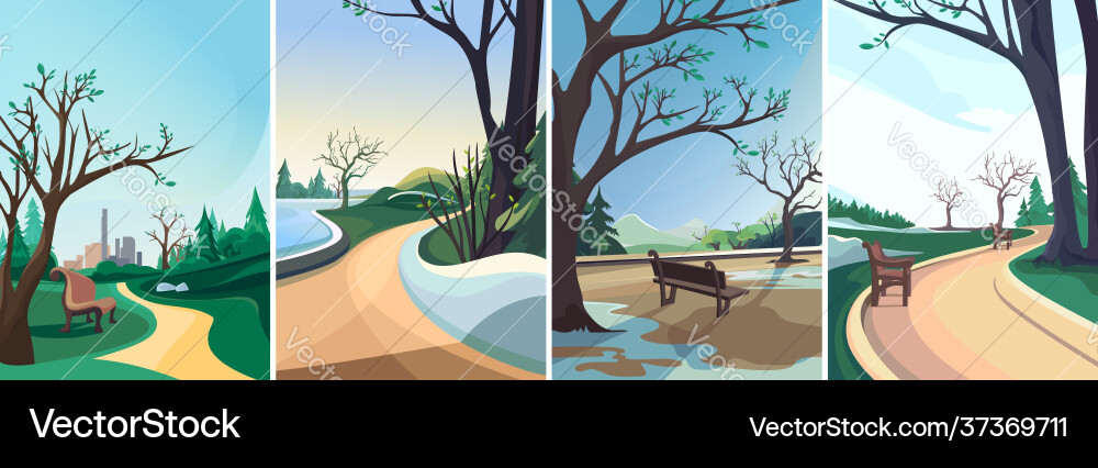 Collection spring parks Royalty Free Vector Image