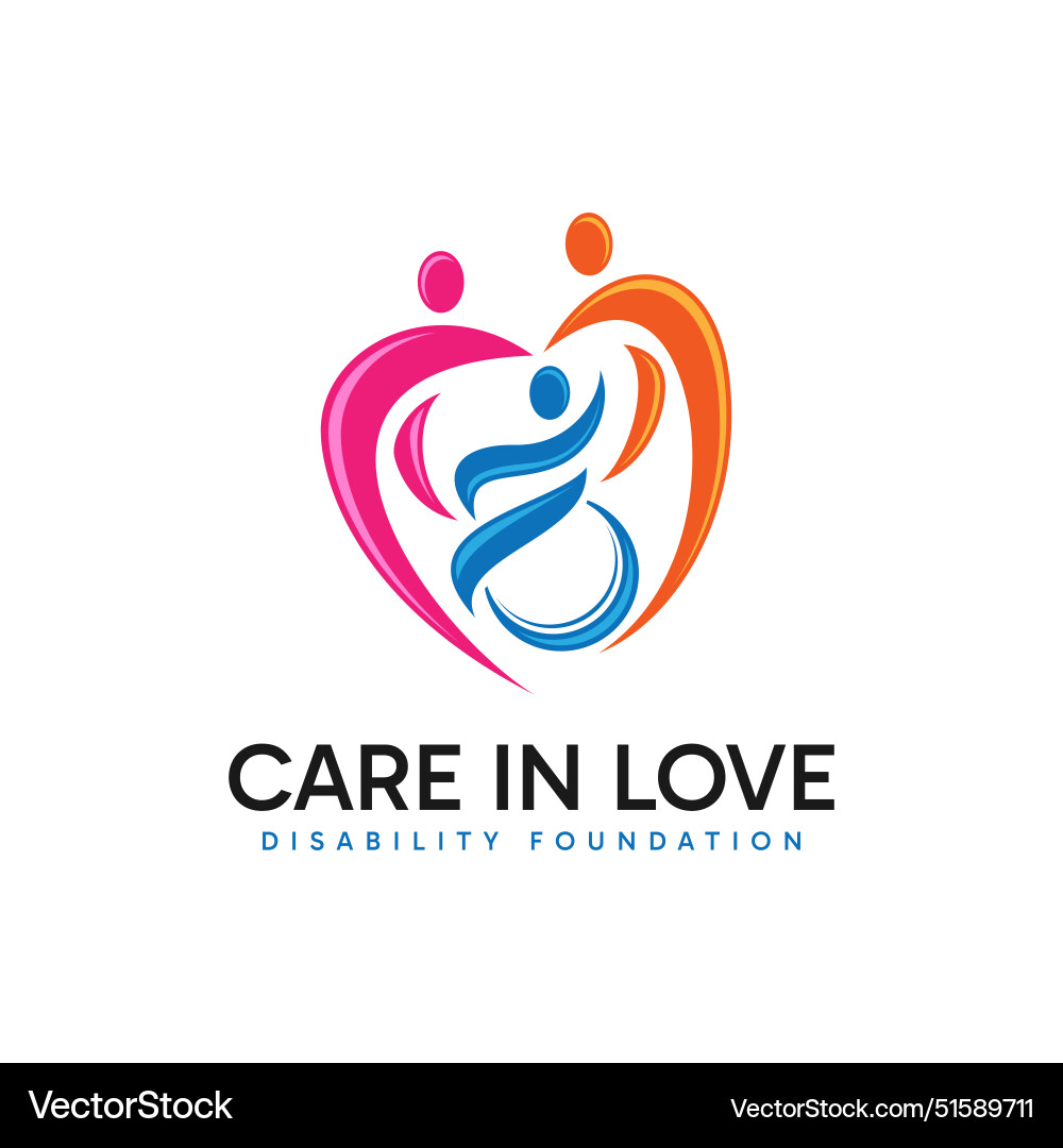 Disability care logo design foundation Royalty Free Vector