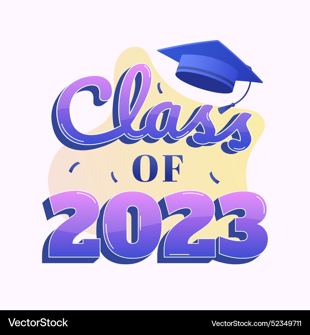 Gradient text for class of 2023 graduation Vector Image