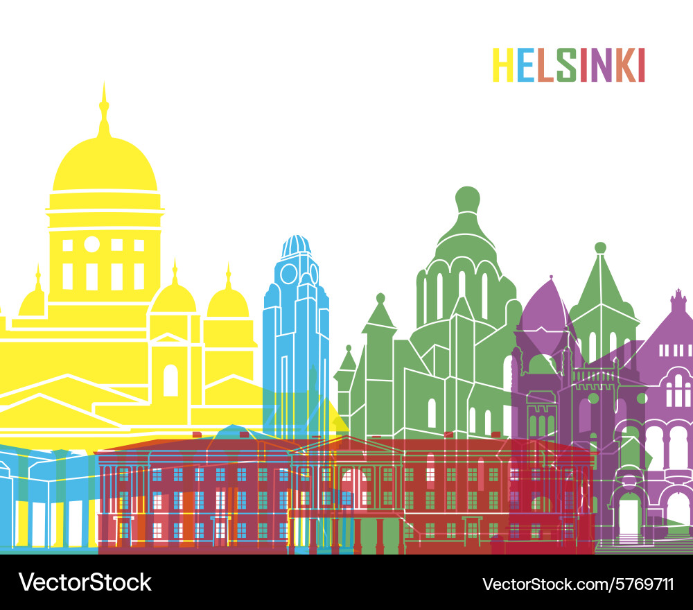 Helsinki skyline pop Royalty Free Vector Image