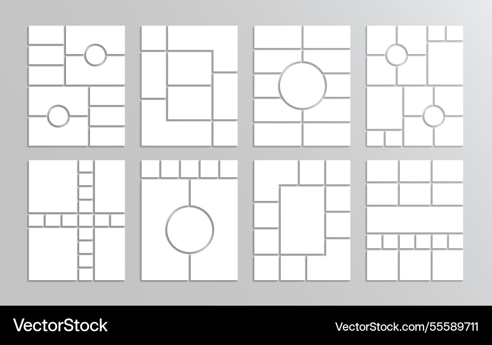 Moodboard grid examples photo collage templates Vector Image