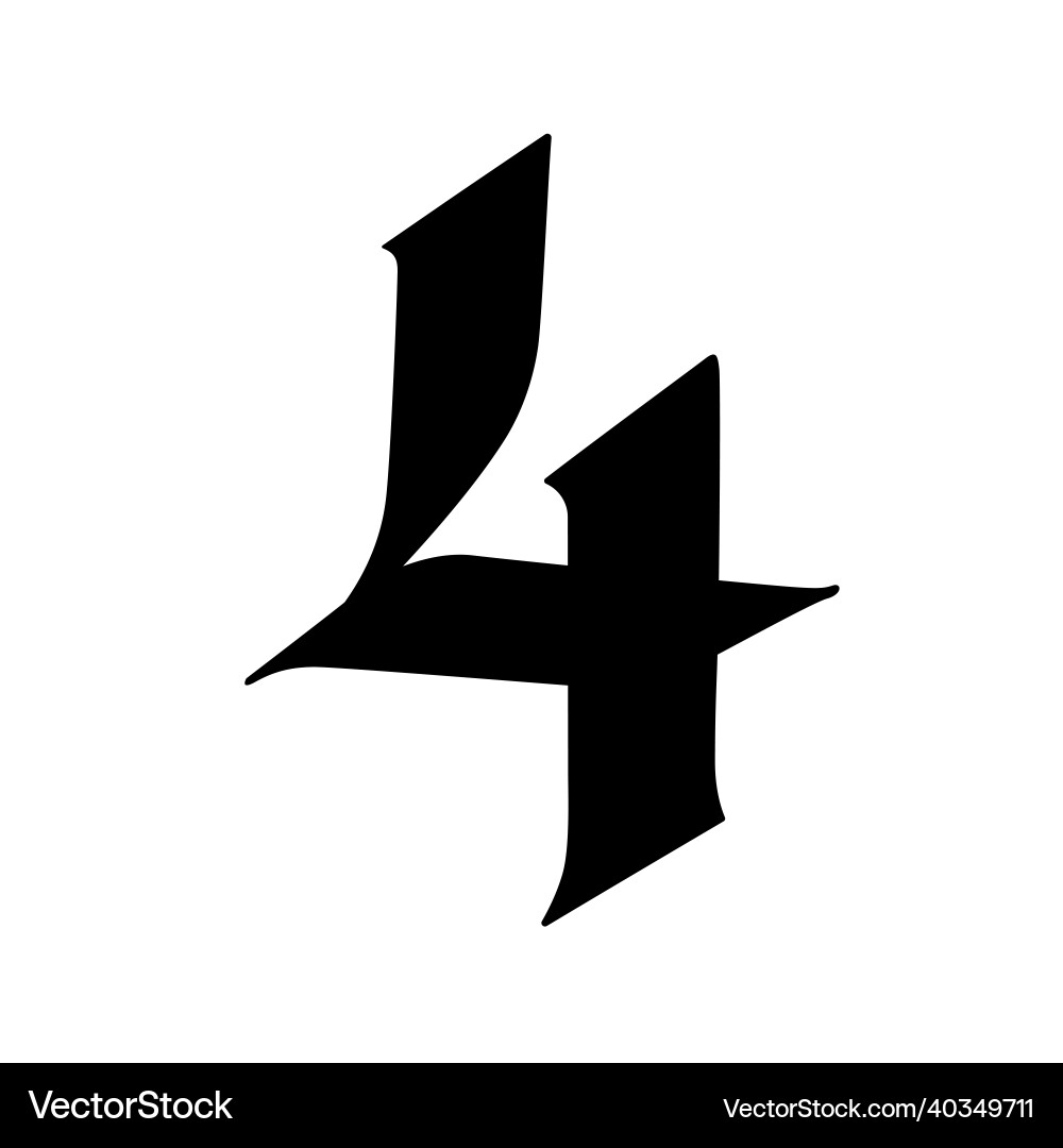 Number 4 in the gothic style symbol Royalty Free Vector