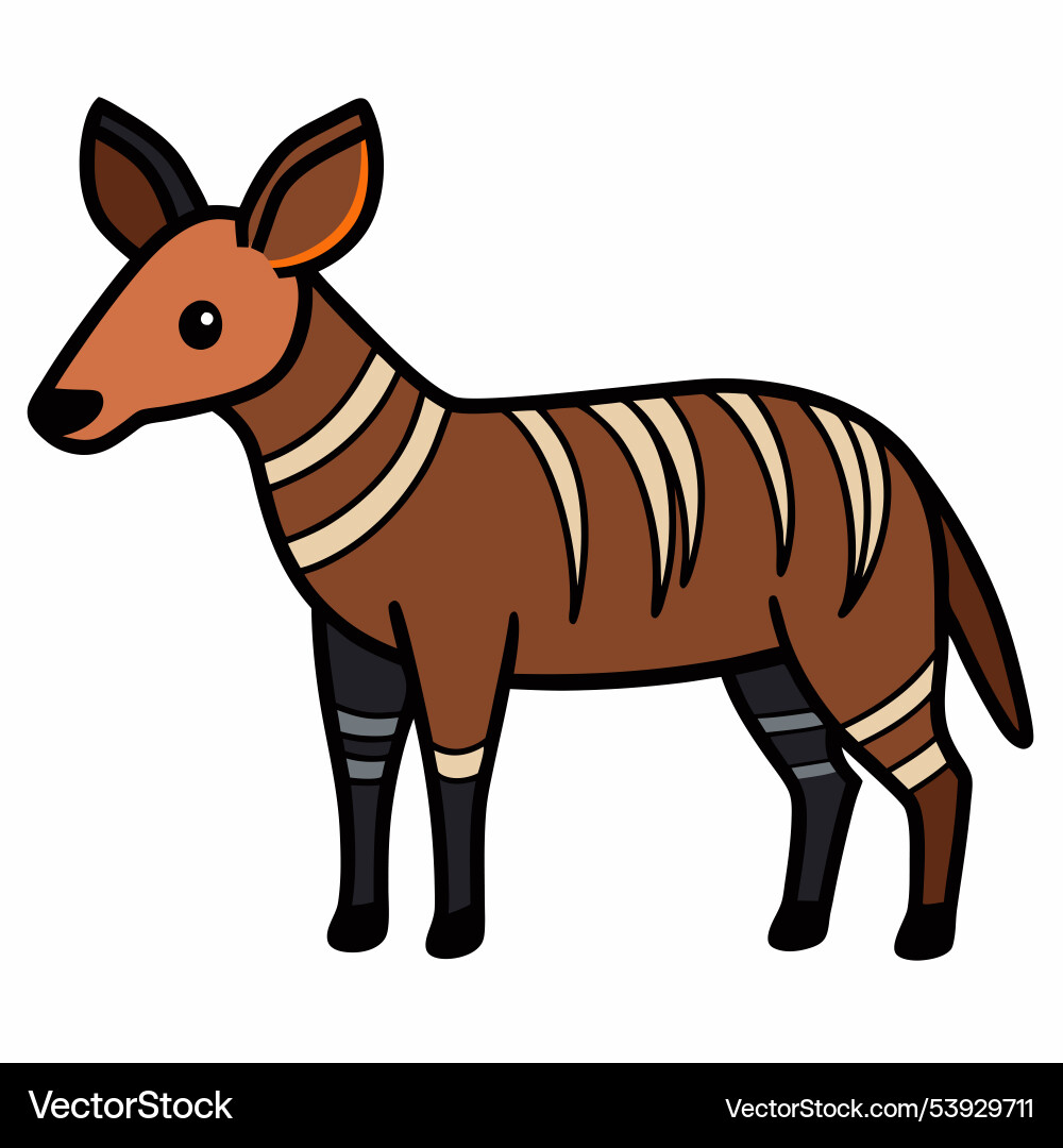 Okapi flat cartoon art Royalty Free Vector Image