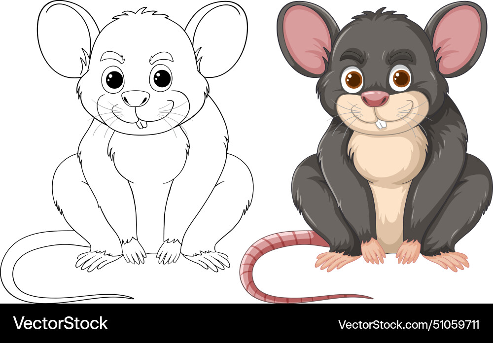 Two cartoon mice colored and outlined Royalty Free Vector