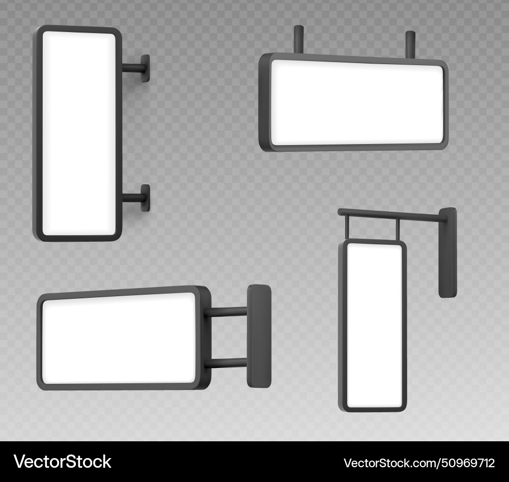 3d set of signboard mockups Royalty Free Vector Image