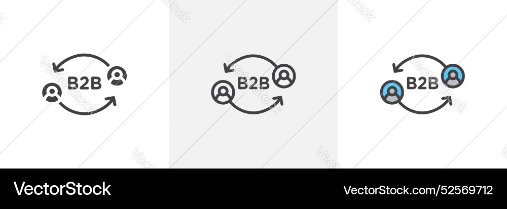 B2b icon set on white background Royalty Free Vector Image