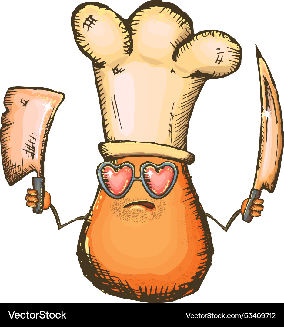 Cartoon chef potato character with hat Royalty Free Vector