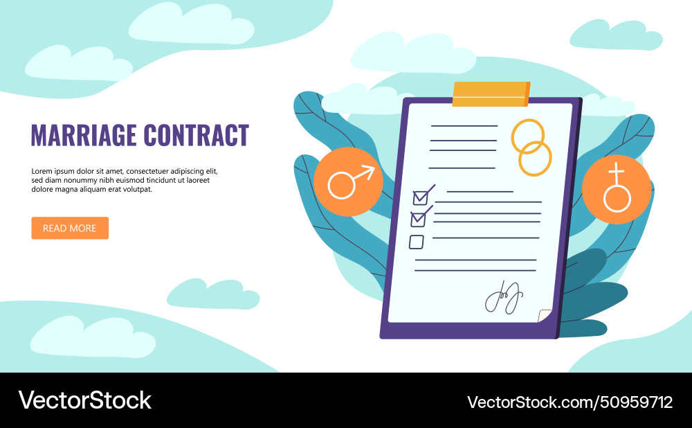 Marriage contract poster Royalty Free Vector Image
