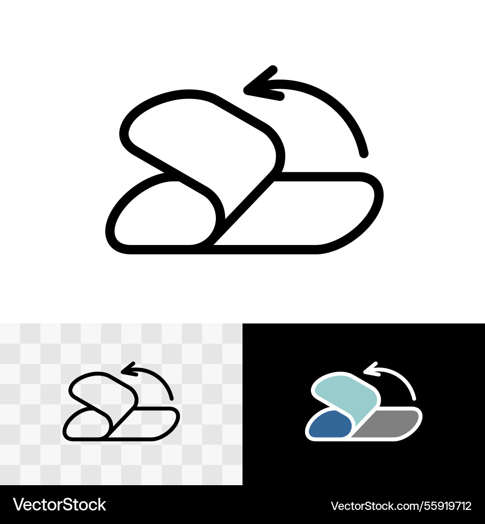 Peel off tissue line icon with direction arrow Vector Image