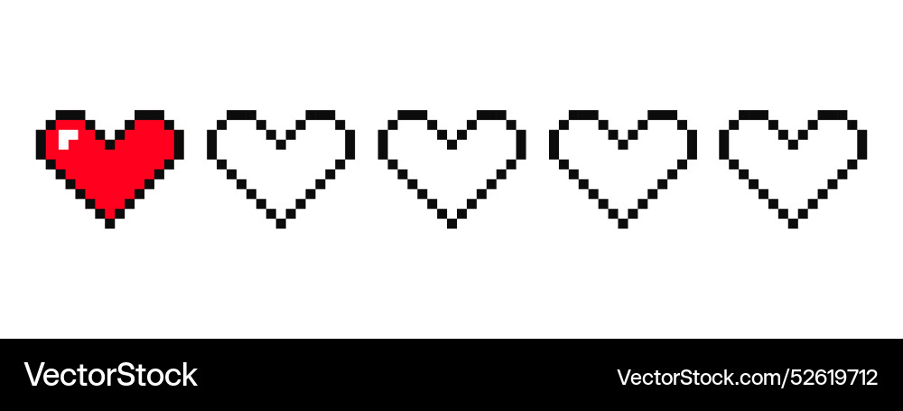 Pixel heart 8 bit y2k retro game Royalty Free Vector Image