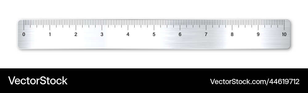 Realistic brushed metal ruler with measurement Vector Image