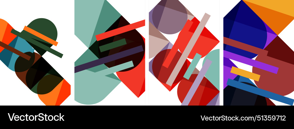 Square and round shape geometric poster set Vector Image