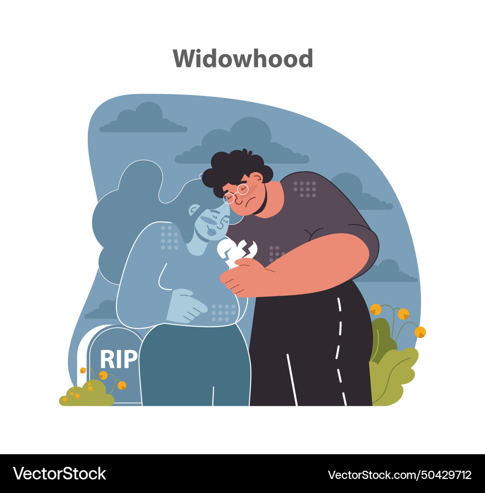Widowhood captured heartfelt remembrance Vector Image