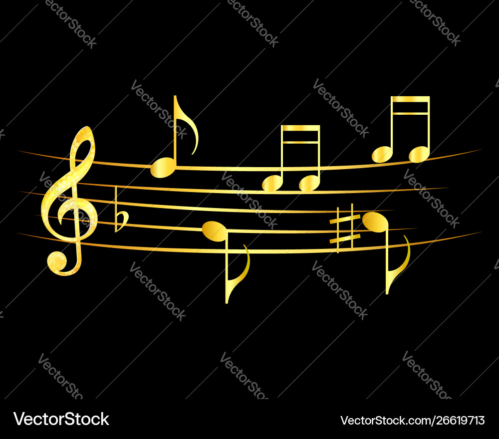 Abstract music notes design gold Royalty Free Vector Image