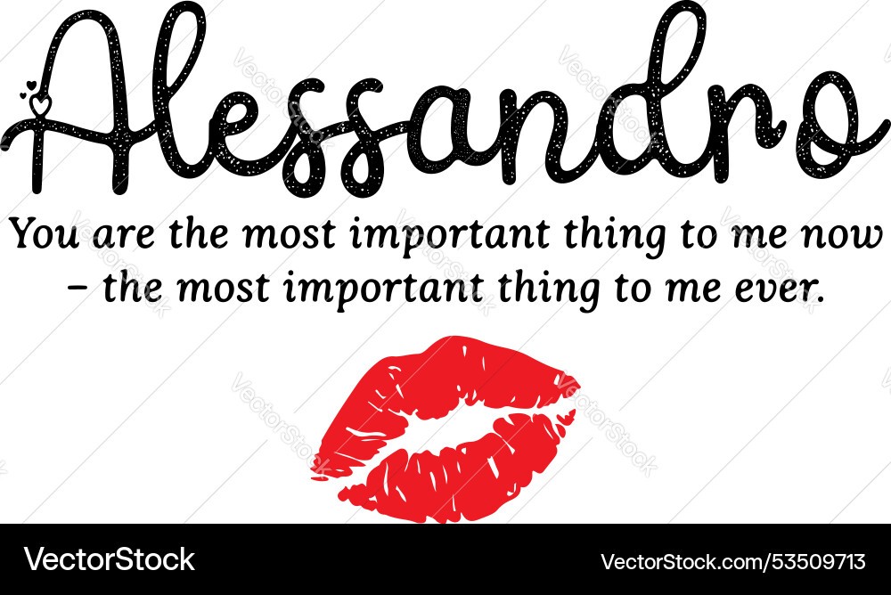 Alessandro name with lip Royalty Free Vector Image